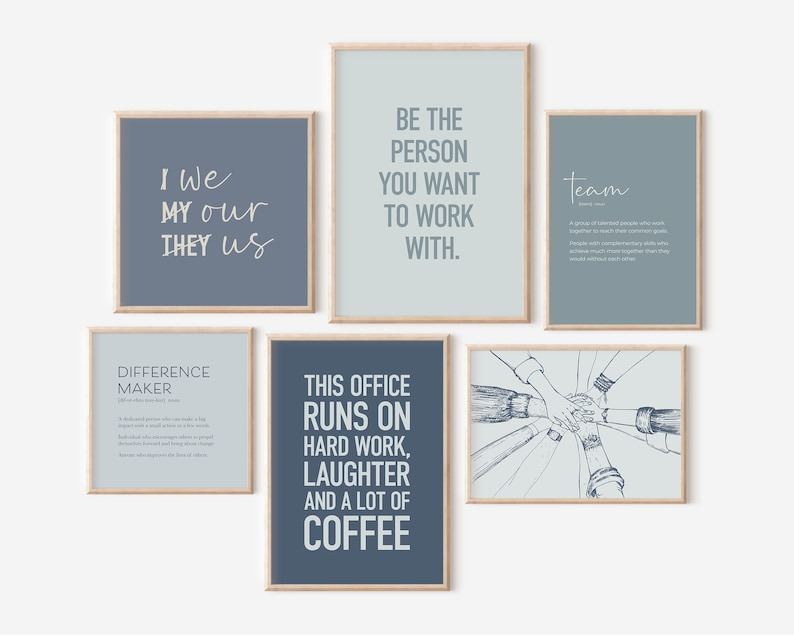 Team Office Decor, Set of 6 PRINTABLES, Motivational Wall Art ...