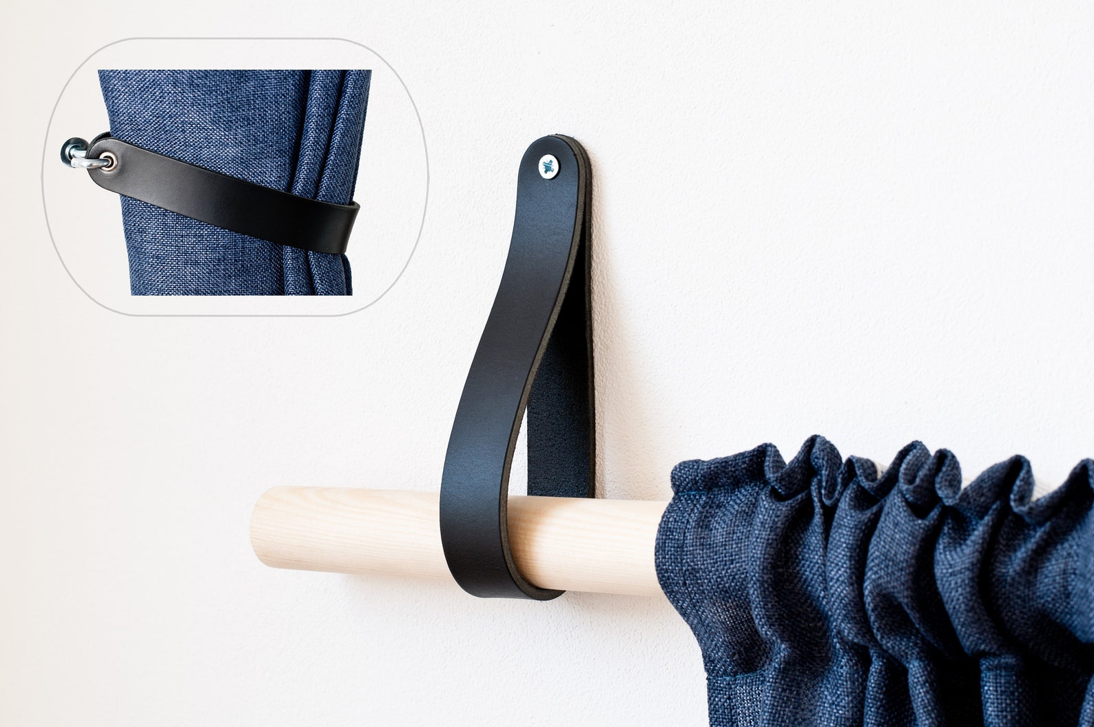 Leather Curtain Rod Holder Wall Mounted Curtain Rod Holder Curtain ...