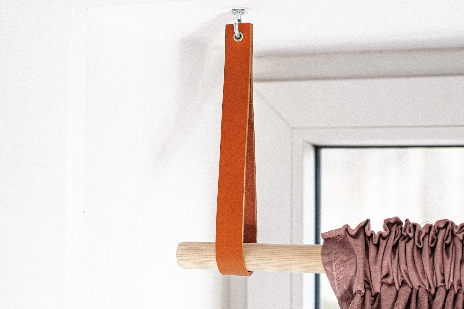 Leather Ceiling Straps Hanging Dowel Holder Clothing Rack | Etsy