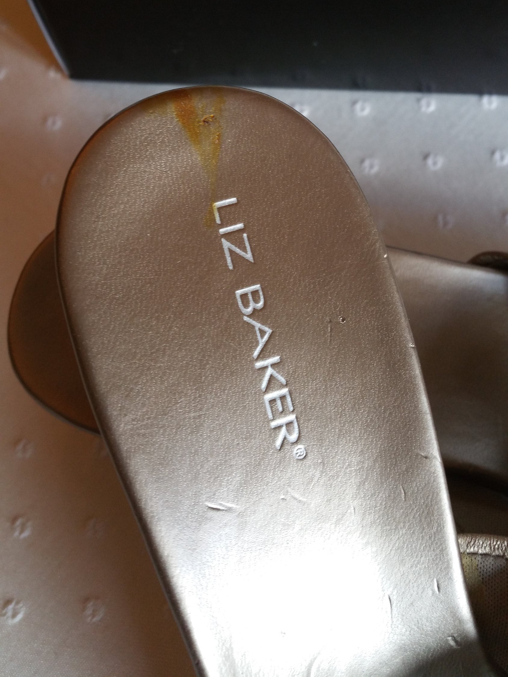 Vintage Liz Baker ZELDA Leather Sandal Slide Soft Gold Slip-on Sandal ...