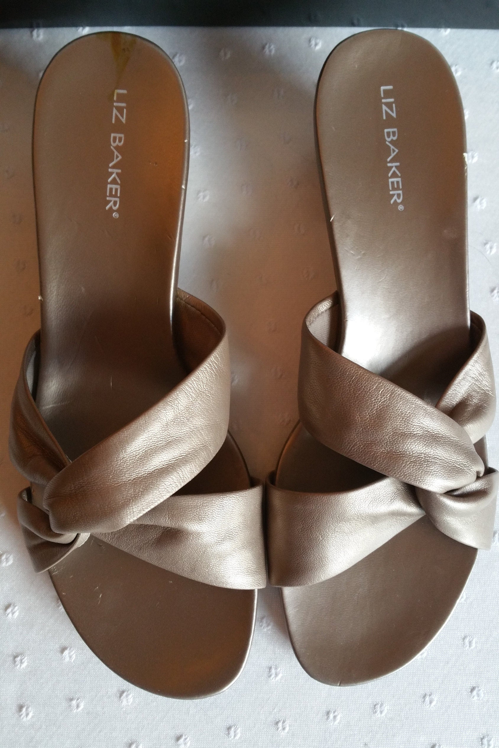 Vintage Liz Baker ZELDA Leather Sandal Slide Soft Gold Slip-on Sandal ...