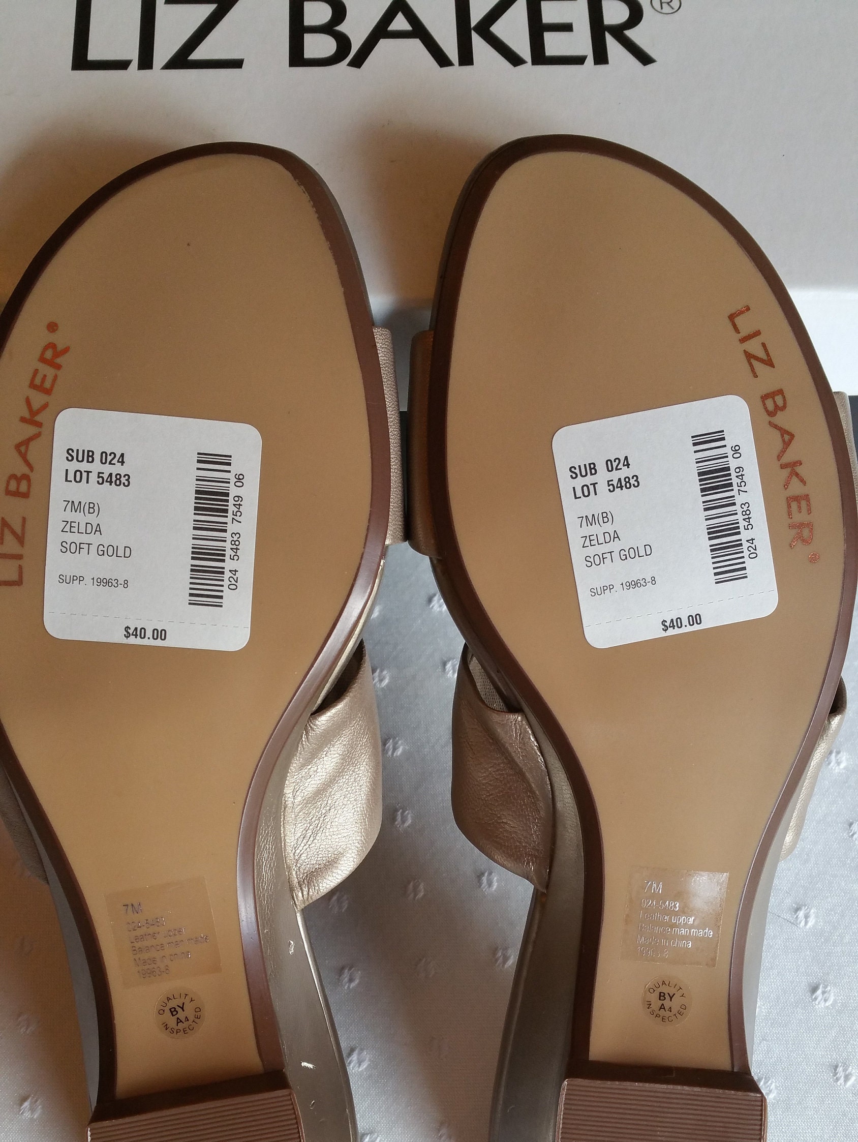 Vintage Liz Baker ZELDA Leather Sandal Slide Soft Gold Slip-on Sandal ...