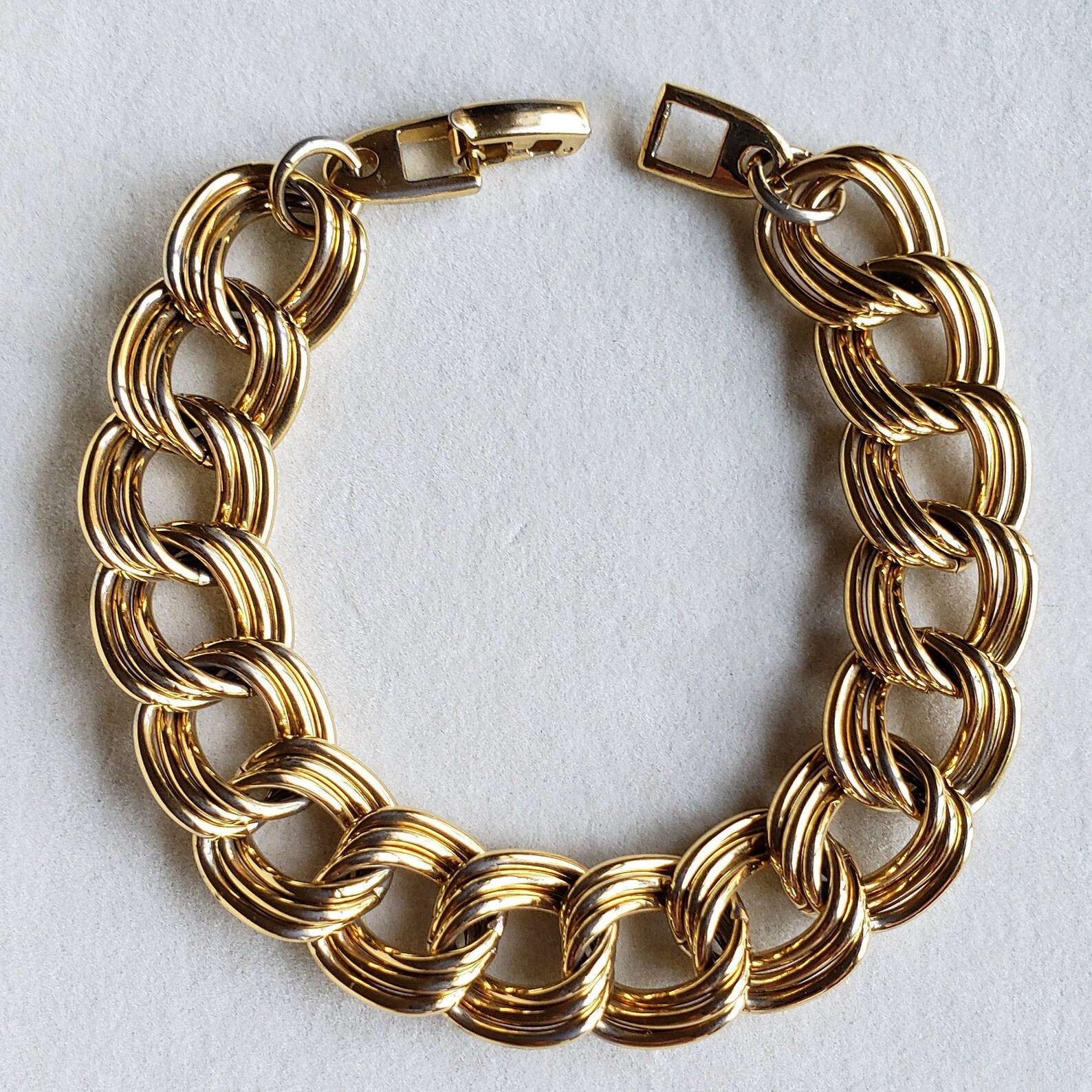 Napier Mid-century Glam Chunky Triple Link Chain Gold Tone - Etsy