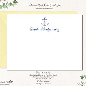 Personalized Anchor Note Cards With Envelopes, 12 Flat or 10 Folded ...