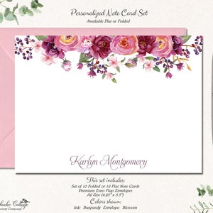 Personalized Floral Note Cards Set Personalized Stationery With Flowers ...