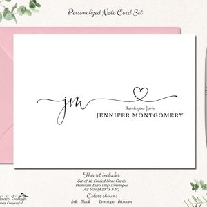 Monogram Thank You Cards, Personalized Thank You Cards, Thank You Notes ...