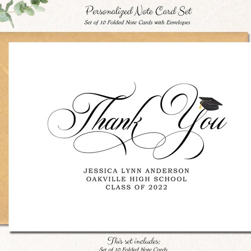 High School Graduation Thank You Notes Personalized - Etsy