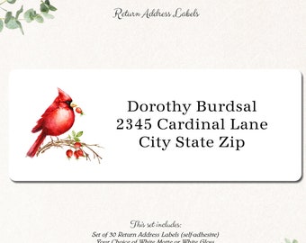 Cardinal Christmas Address Labels - Etsy
