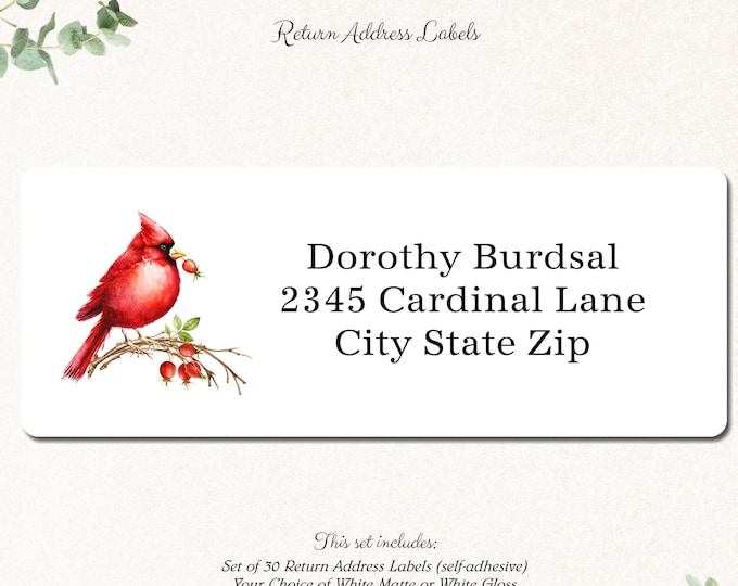 Cardinal Christmas Address Labels - Etsy