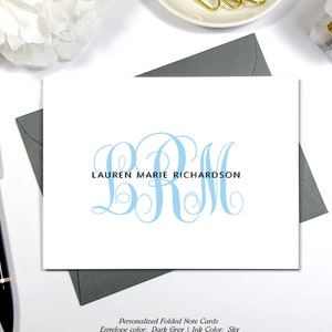 Personalized Monogram Note Card Set / Personalized Stationery Cards ...