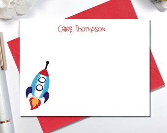 Boys Personalized Rocket Ship Stationary Set, Boy Rocket Thank You ...