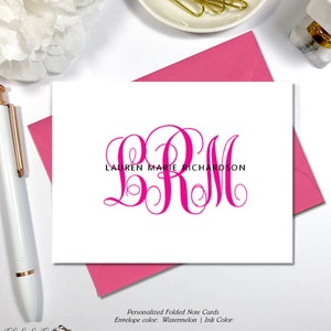 Personalized Monogram Note Card Set / Personalized Stationery Cards ...