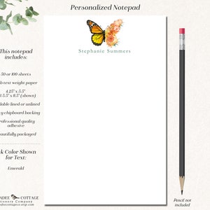 Personalized Monarch Butterfly Notepad, Butterfly Gift, Stationery ...