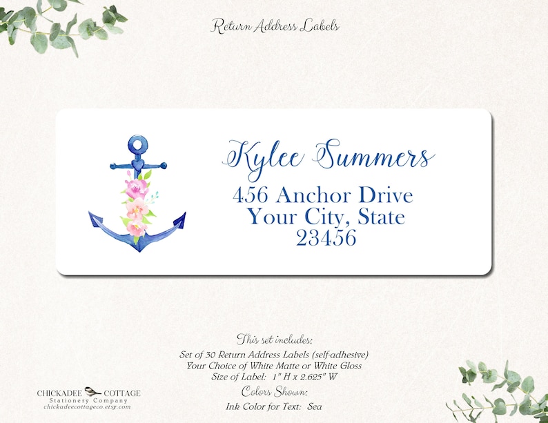 Nautical Return Address Labels With Anchor Return Address | Etsy