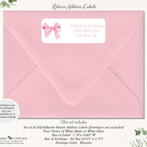 Bow Return Address Labels | Return Address Stickers | Girl Baby Shower ...