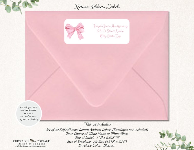 Bow Return Address Labels | Return Address Stickers | Girl Baby Shower ...