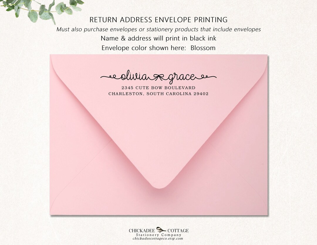 Return Address Printing Add-on, Custom Personalized Envelopes, Must ...