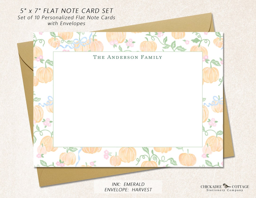 Personalized Fall Stationery, Fall Note Cards With Envelopes, Set of 10 ...