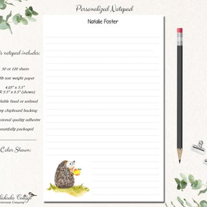 Personalized Notepad - HEDGEHOG - Stationery Stationary Notepad ...