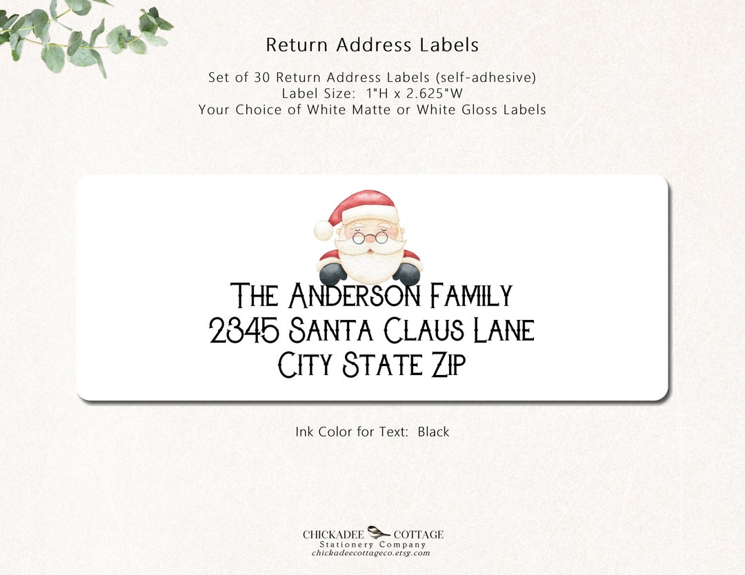 Santa Return Address Labels, Christmas Return Address Stickers ...