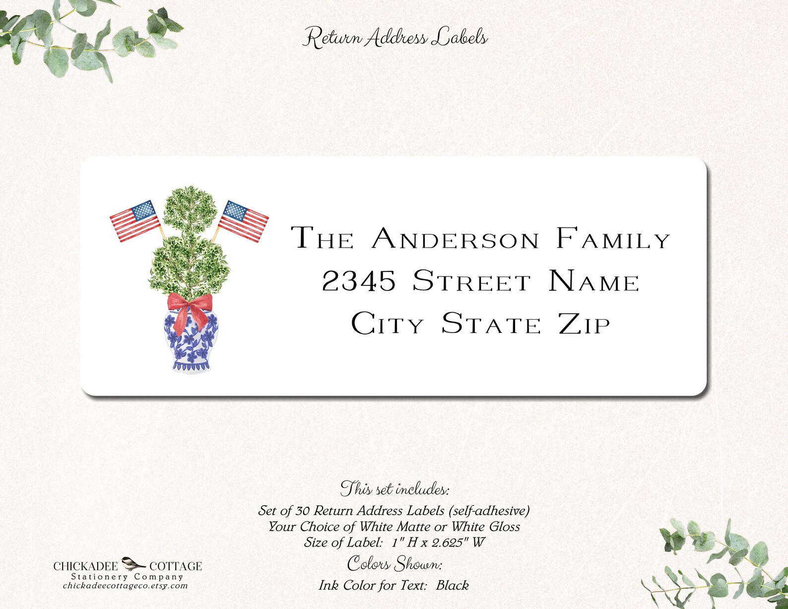Patriotic Return Address Labels American Flag Return Address - Etsy