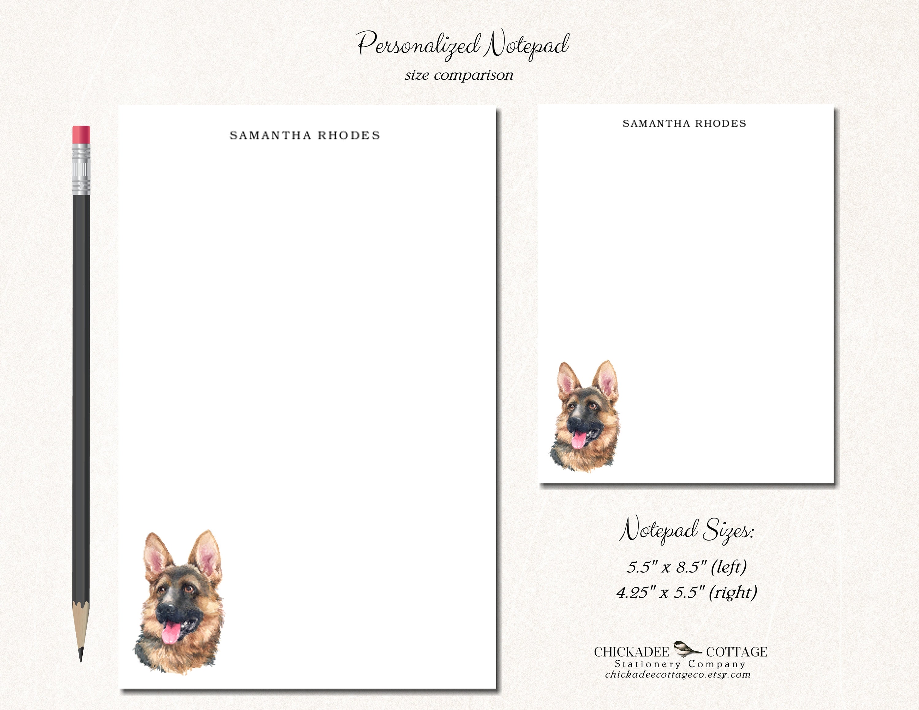 Personalized German Shepherd Dog Notepad, German Shepherd Gift, Dog ...
