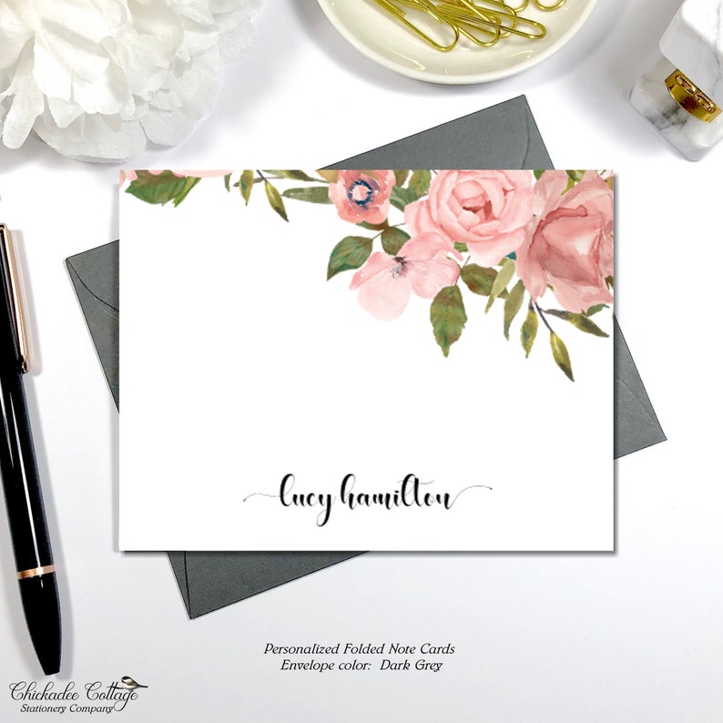 Flower Note Cards | Personalized Note Cards With Envelopes | Custom ...