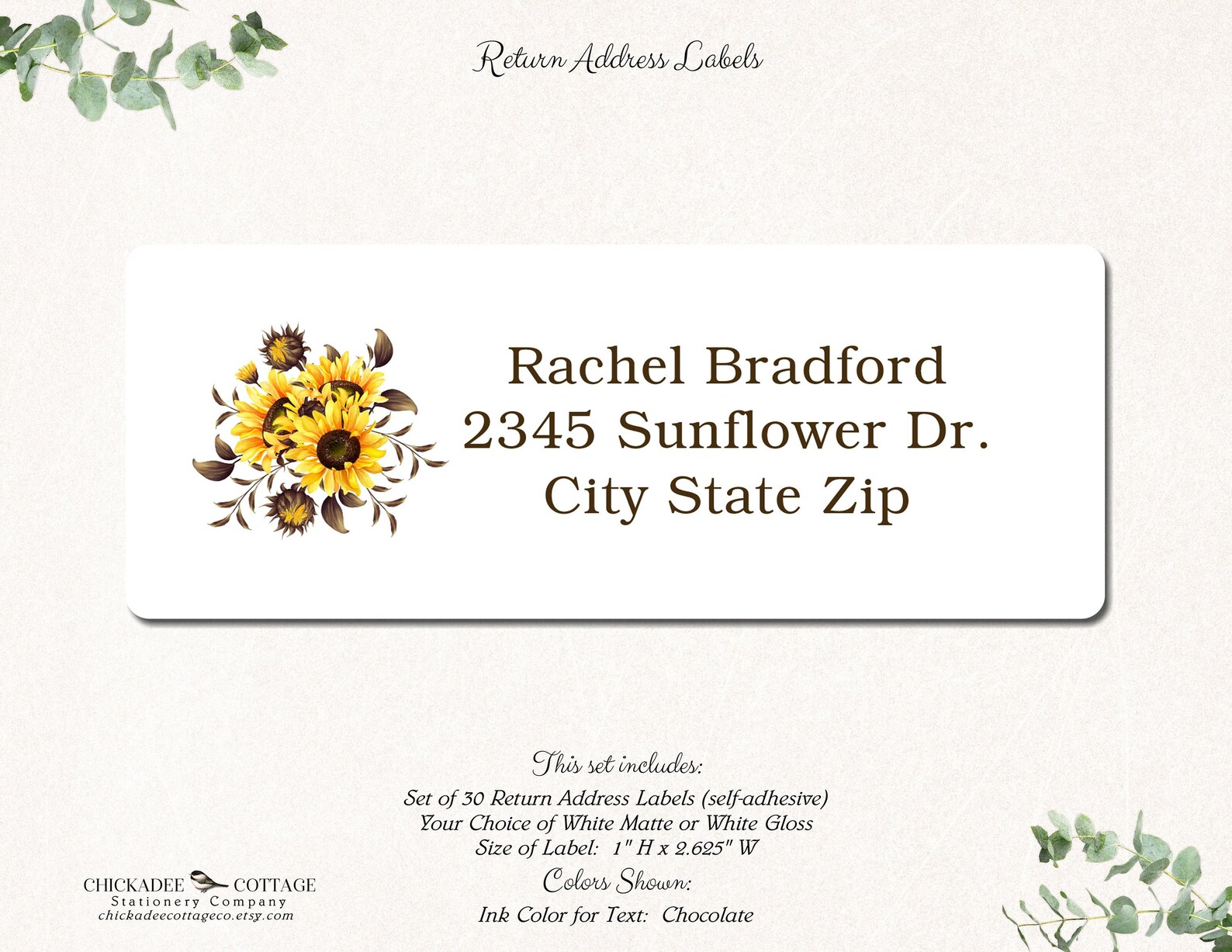 Sunflower Return Address Labels Sunflowers Return Address - Etsy