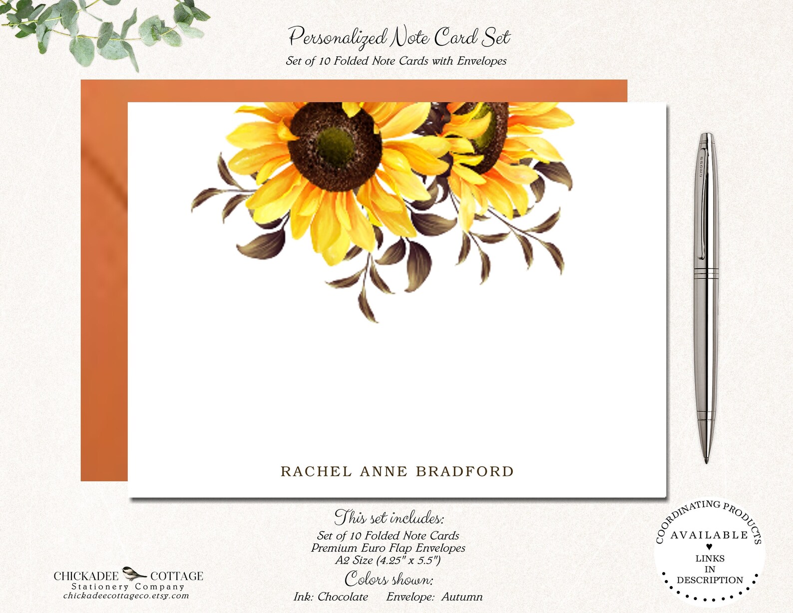 Personalized Sunflower Stationery Personalized Sunflower Note - Etsy