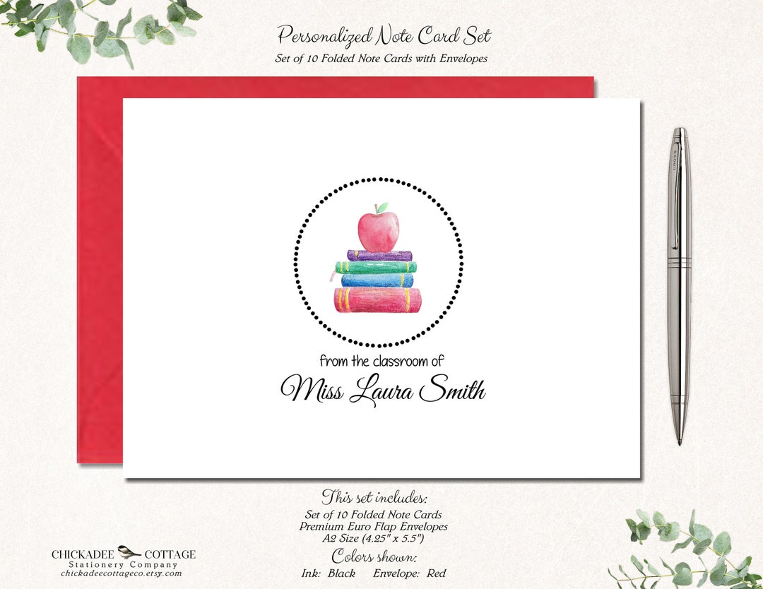 Teacher Gifts | Personalized Teacher Note Cards | Teacher Appreciation ...