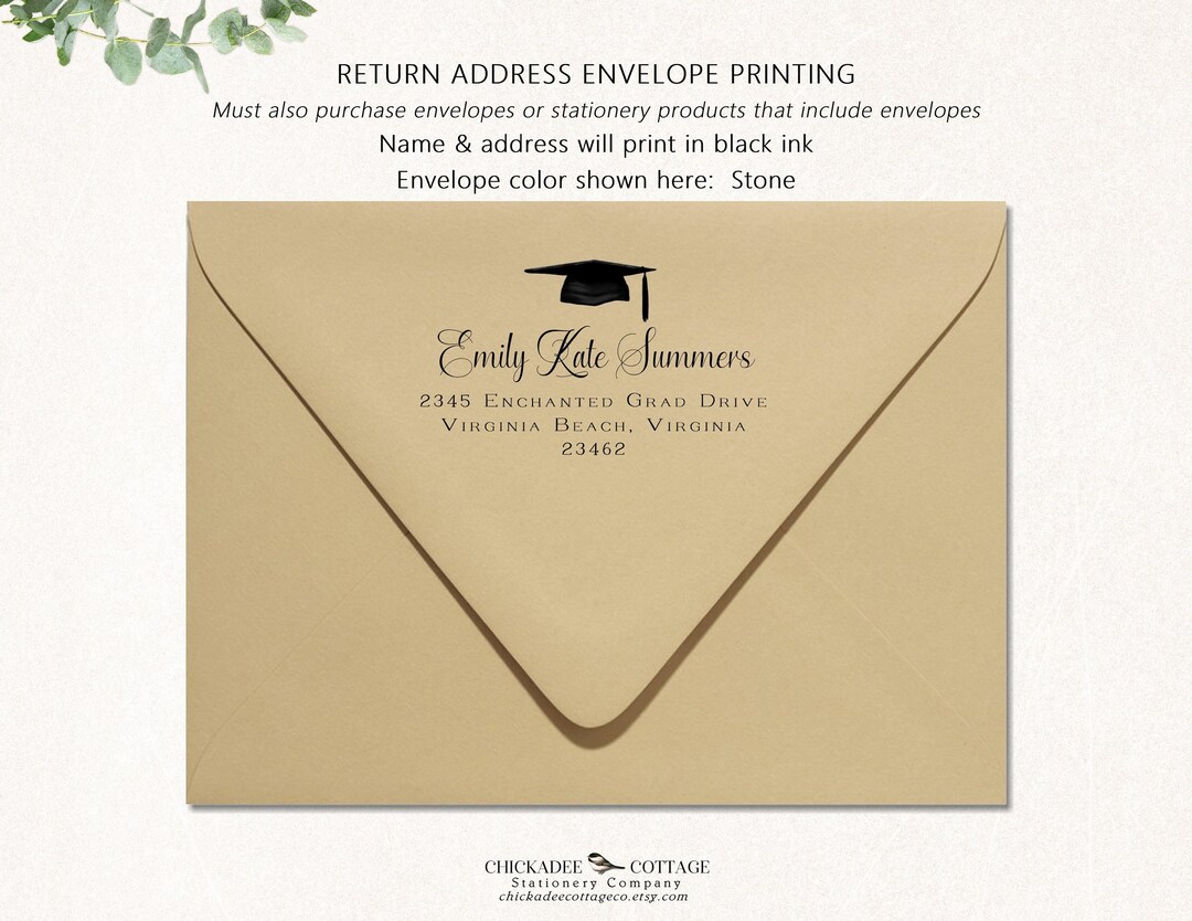 Return Address Printing Add-on, Personalized Envelopes, Must Also ...