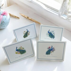 Personalized Peacock Note Cards With Envelopes, Set of 16 Assorted ...