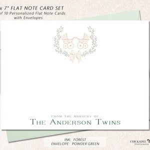 Twins Baby Shower Thank You Cards With Envelopes, Set of 10 Flat 5" X 7 ...
