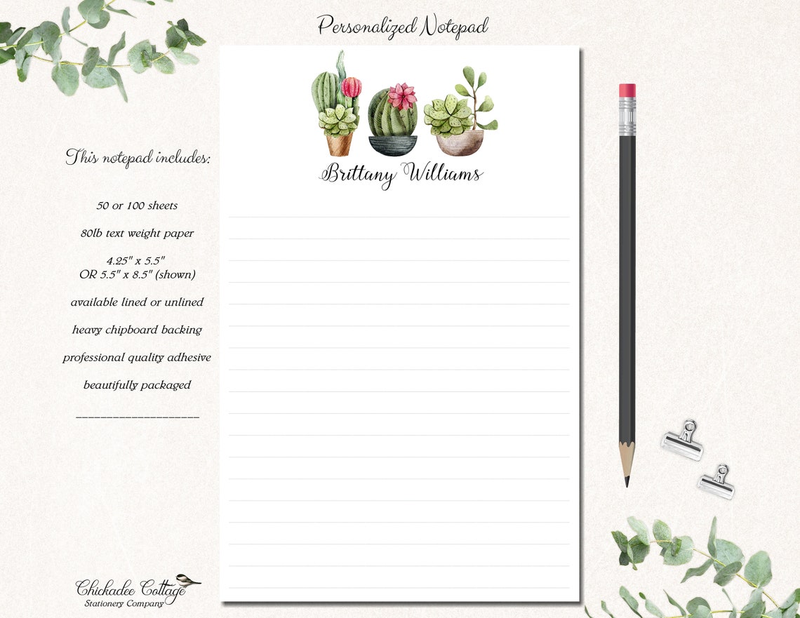 Cactus Cute Personalized Notepad To Do List Note Pad | Etsy