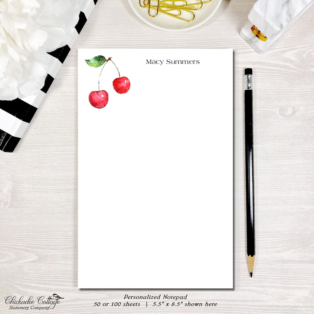 Personalized Notepad / Custom Notepad / Cherry / Cherries / Grocery ...