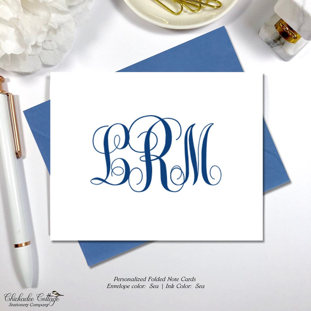 Personalized Monogram Note Card Set | Personalized Stationery Cards ...