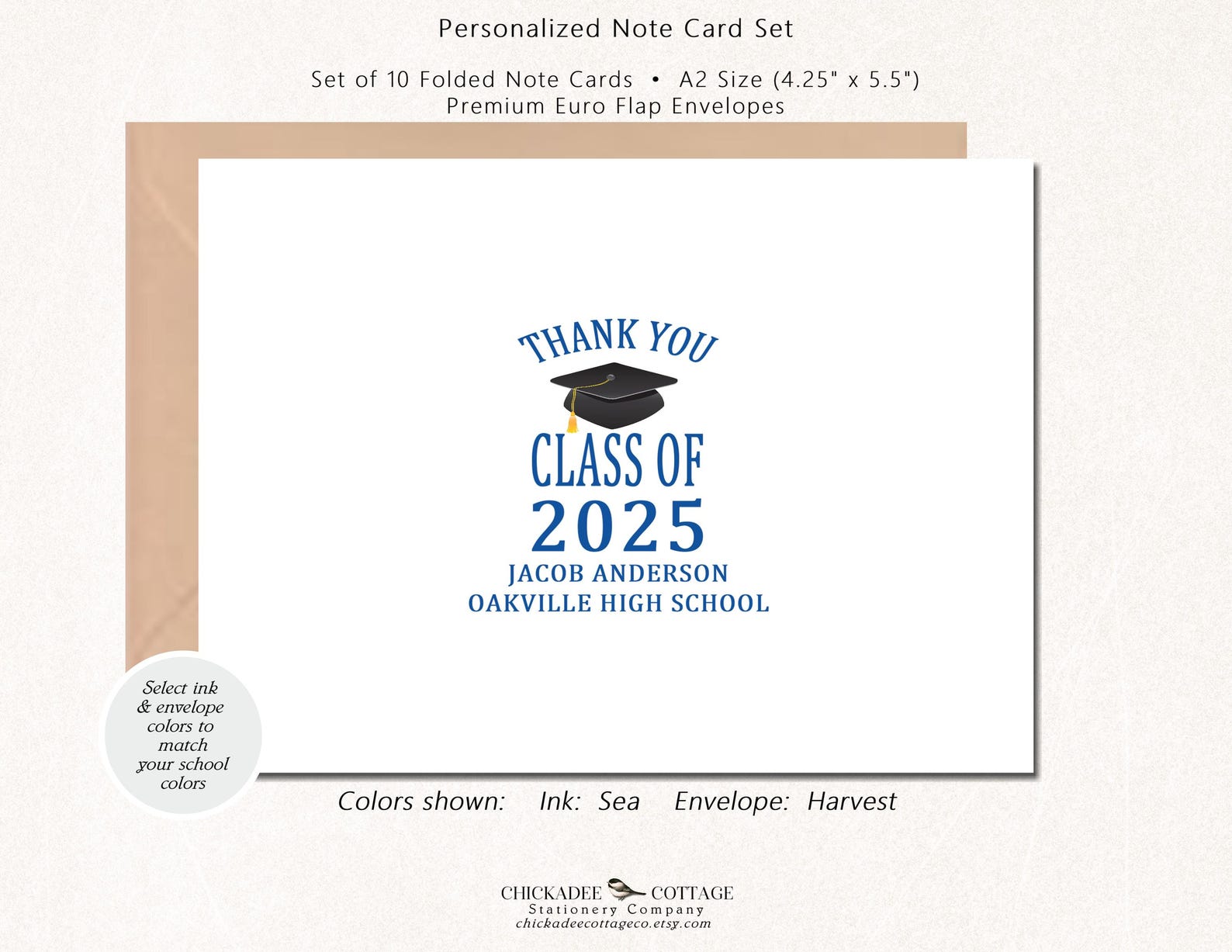 Graduation Thank You Cards With Envelopes | Set of 10 | Personalized ...