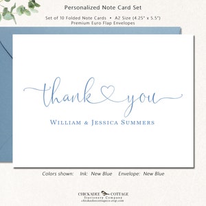 Personalized Family Thank You Cards, Set of 10 Folded Thank You Notes ...
