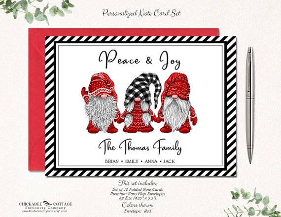 Personalized Gnome Christmas Cards Christmas Cards Pack | Etsy