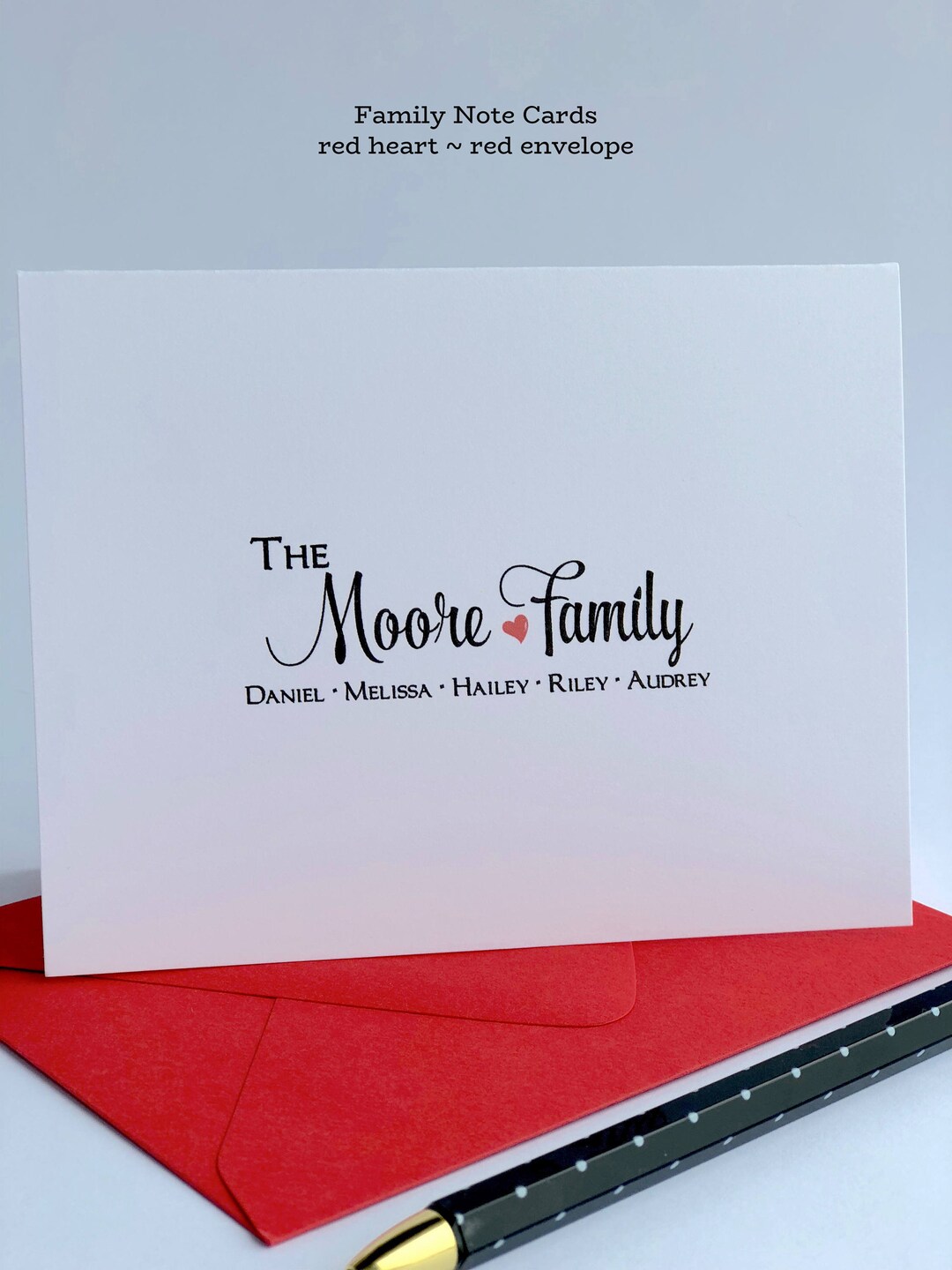 Personalized Family Note Card Set, Set of 10 Folded Cards Blank Inside ...