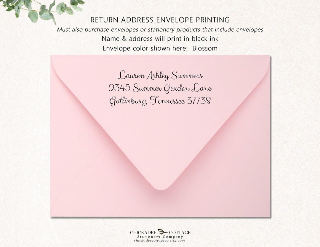 Return Address Printing Add-on, Personalized Custom Envelopes, Must ...