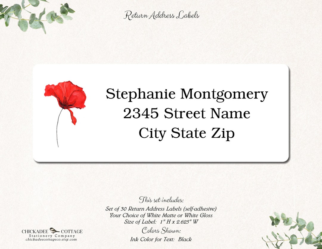 Poppy Return Address Labels, Return Address Stickers, Personalized ...