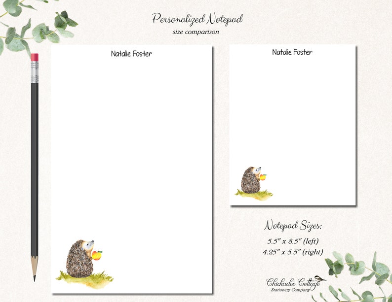 Personalized Notepad HEDGEHOG Stationery Stationary - Etsy