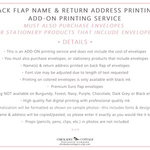 Return Address Printing Add-on Service, Envelopes NOT Included, Bridal ...