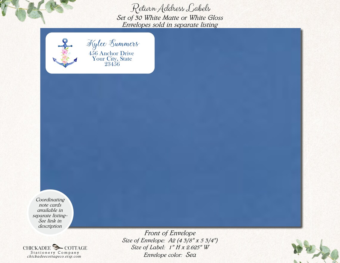 Nautical Return Address Labels With Anchor | Return Address Stickers ...