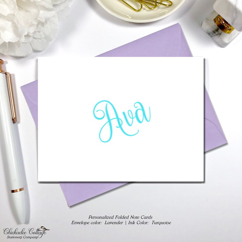 Personalized Note Cards Set With Envelopes, Set of 10 Folded Notecards ...