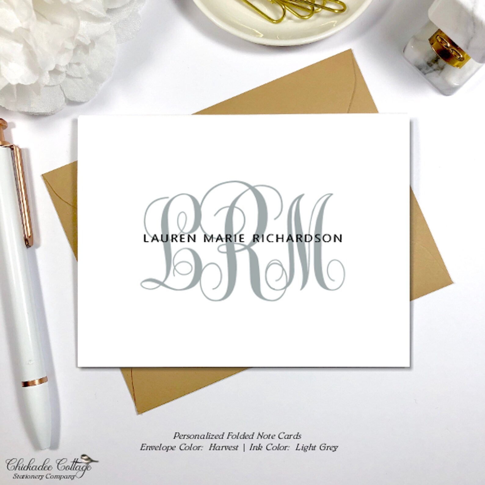 Personalized Monogram Note Card Set / Personalized Stationery Cards ...