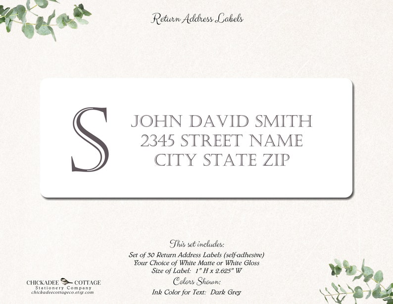 Return Address Labels Monogram Initial Stickers | Etsy