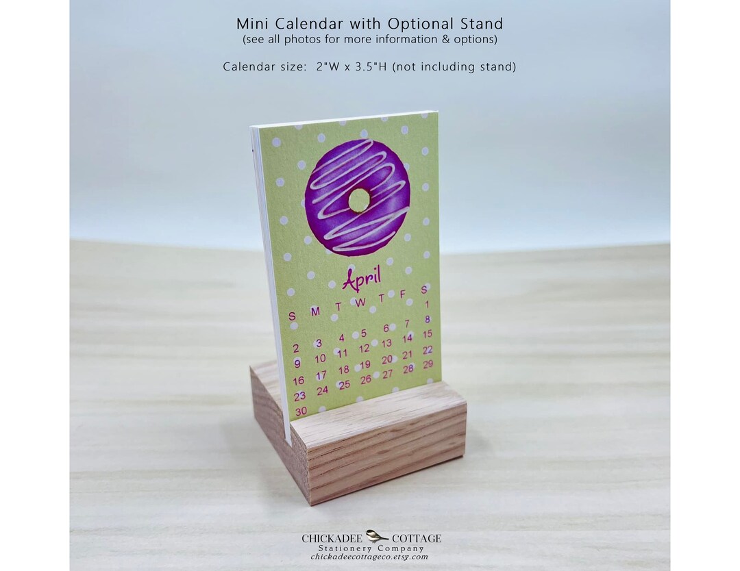 2026 Mini Donut Calendar With Optional Wood or Metal Stand, 2"w X 3.5"l ...