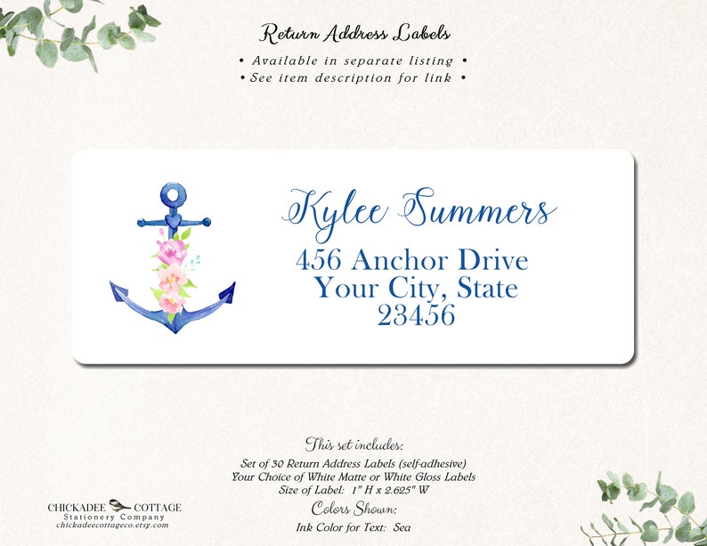 Personalized Anchor Note Cards With Envelopes, 12 Flat or 10 Folded ...
